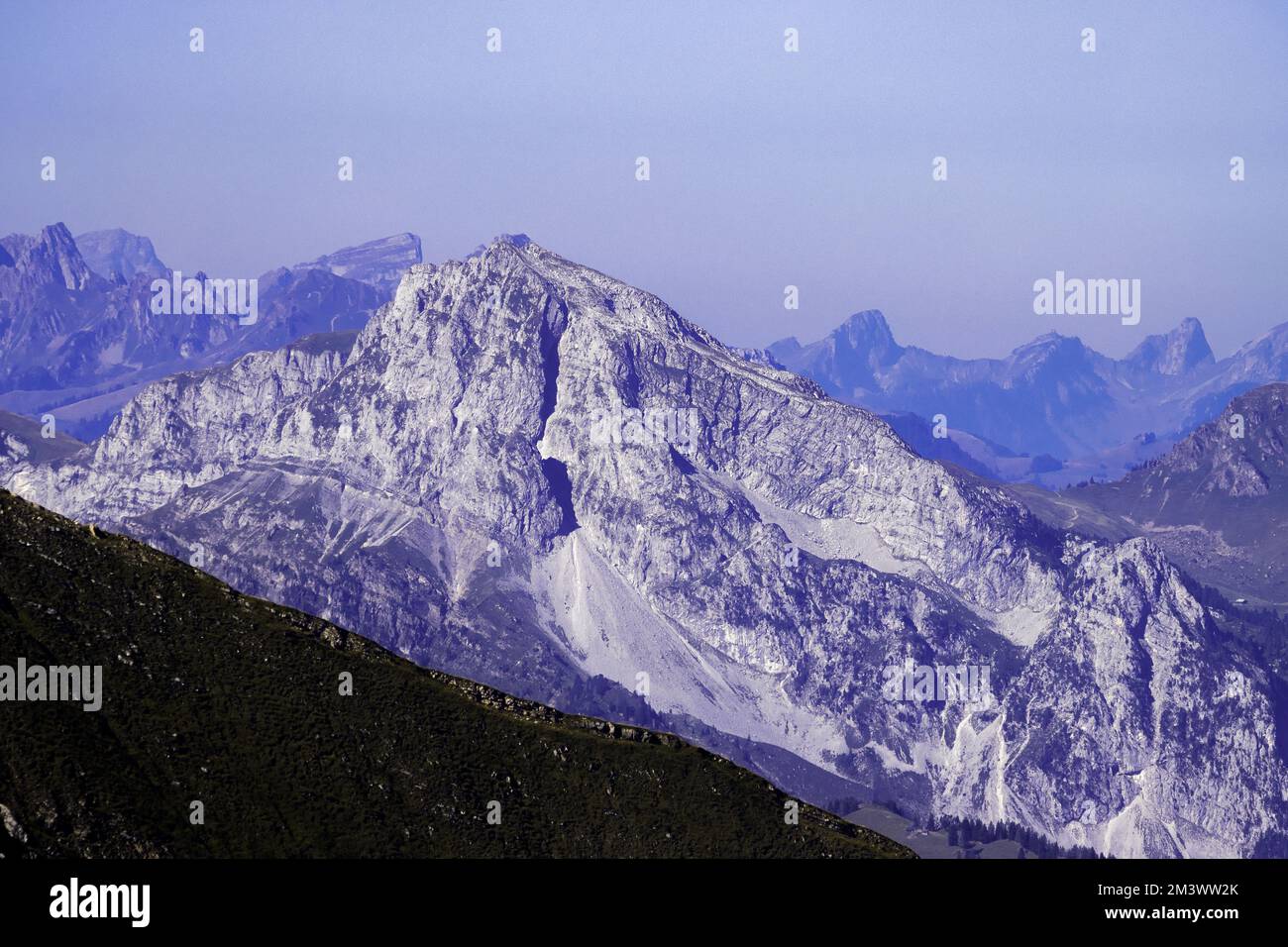 A beautiful view of a snowy mountain peaks Stock Photo - Alamy