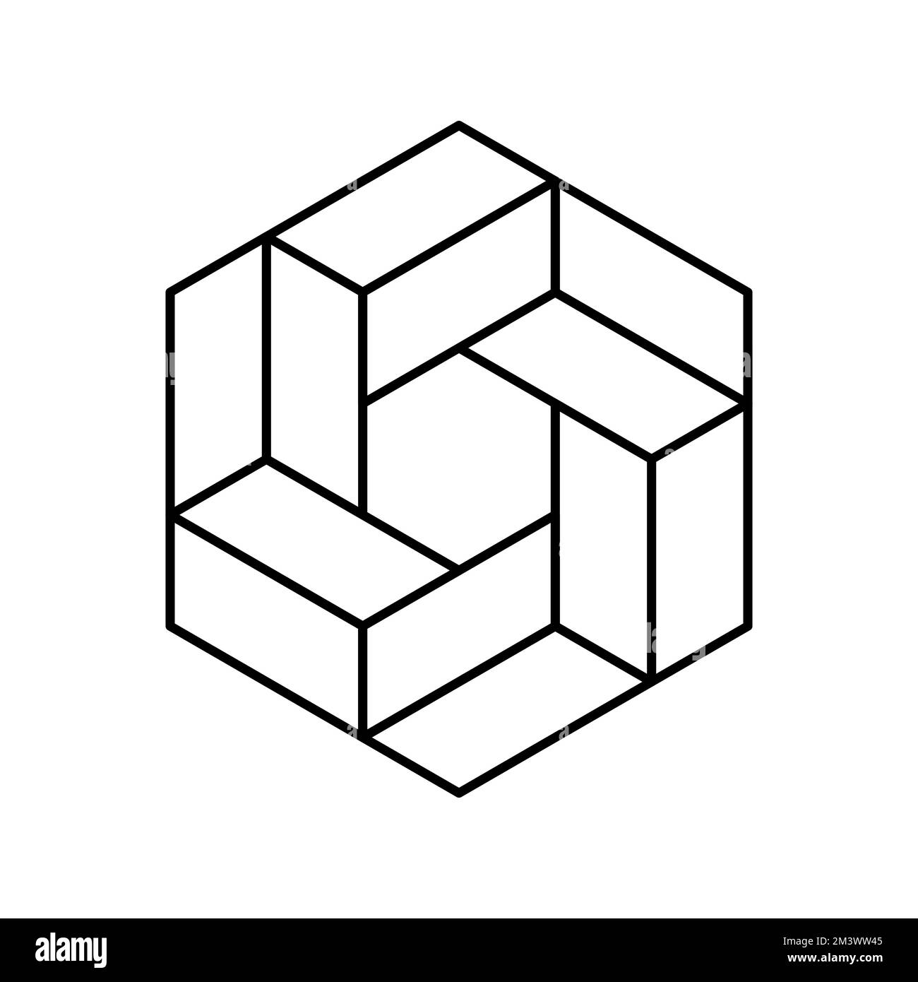 Linear Impossible Hexagon Symbol Penrose Geometric Shape Infinity