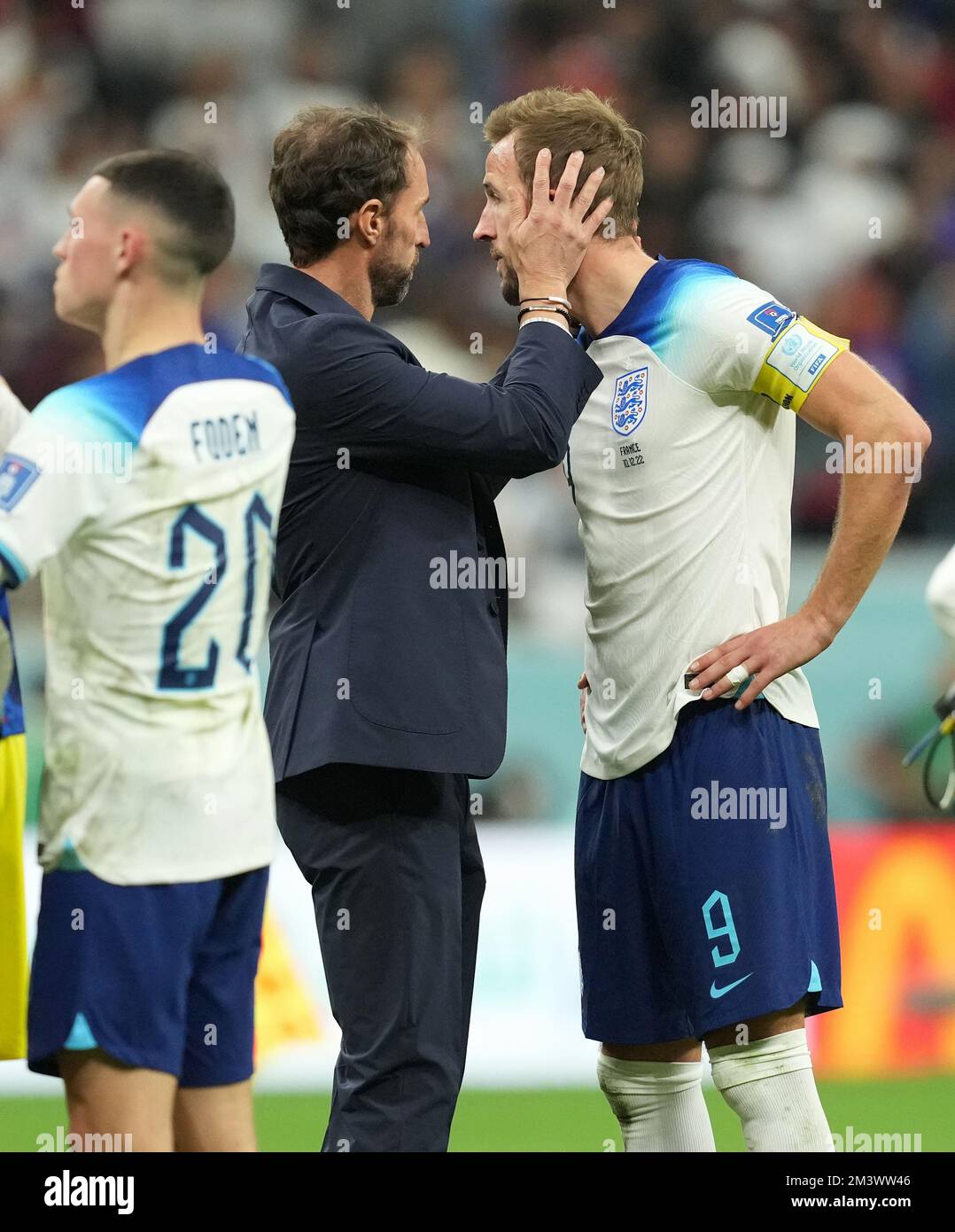 File photo dated 10-12-2022 of England's Harry Kane is consoled by ...