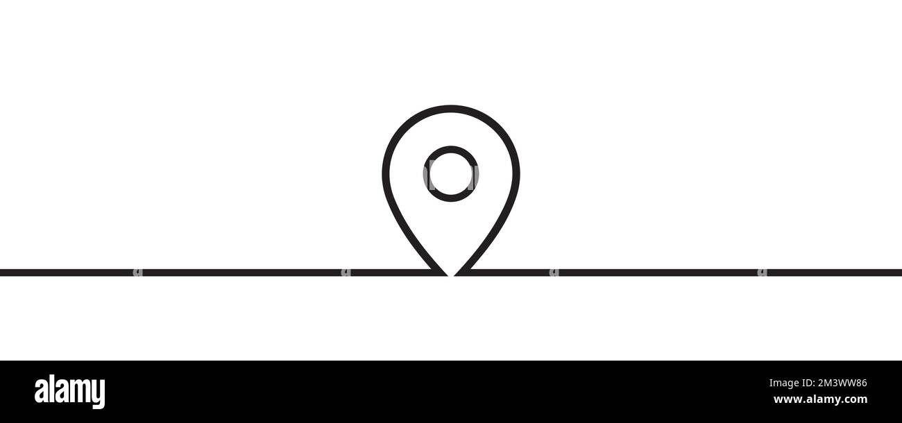 Continuous line drawing of GPS location icon. Card pin line background ...