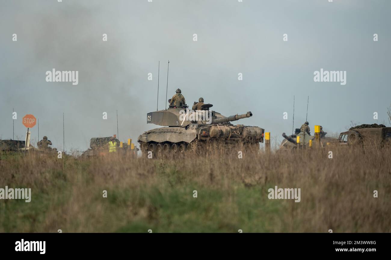 commander and gunner directing action in a British army FV4034 ...