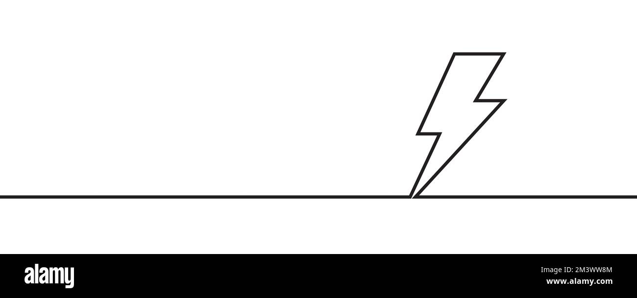 Lightning linear symbol icon, continuous mono line drawing of lightning ...