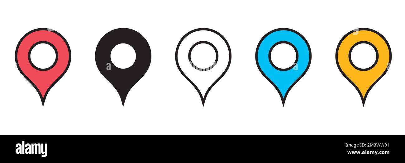 Set of map pin location icons. Modern map markers .Vector illustration on a white background ...