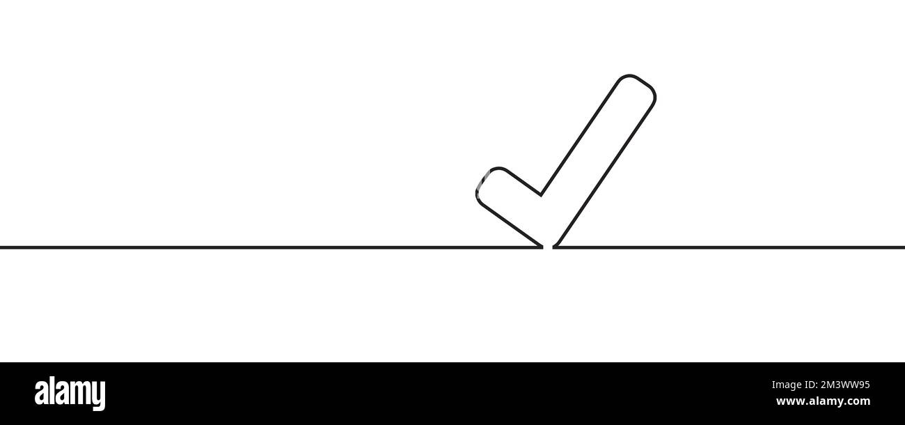 Continuous line drawing of check mark on white background. Vector ...