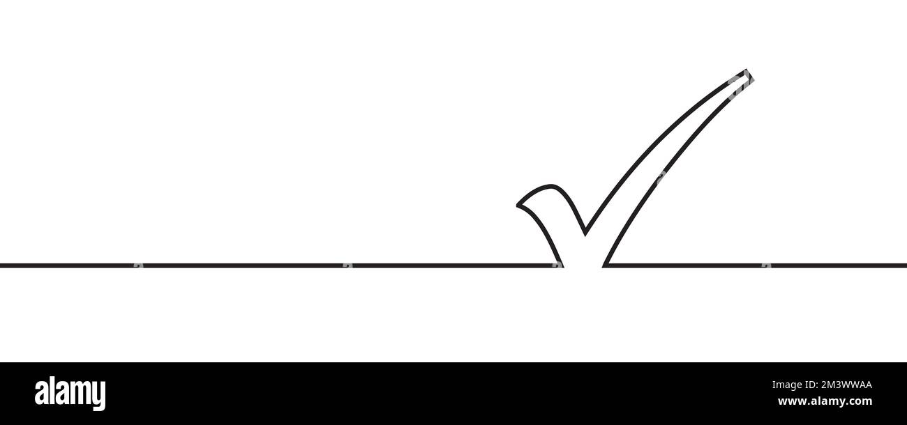Continuous line drawing of check mark on white background. Vector ...