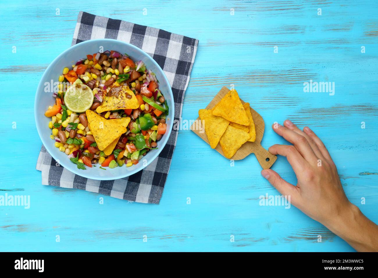 Texas caviar. Vegetable dish with corn, beans, pepper, pepper, tomatoes ...