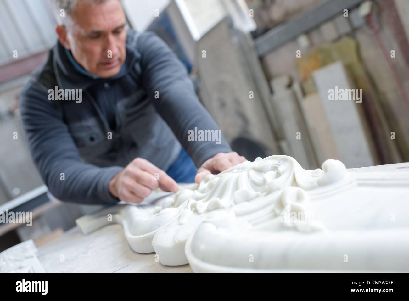 portrait of man marble carving Stock Photo - Alamy