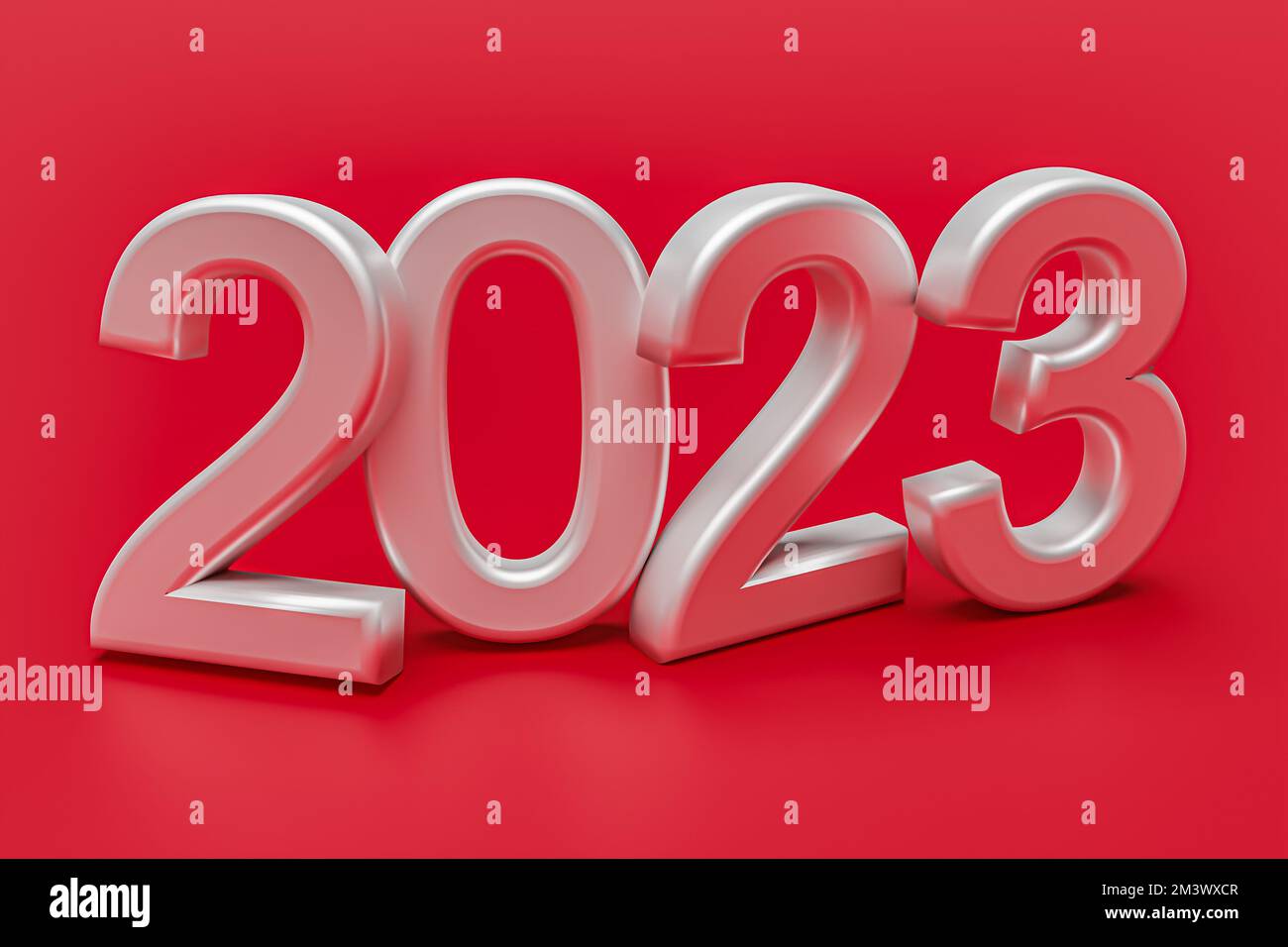 New year concept in red colors. Number 2023. 3d rendering Stock Photo ...