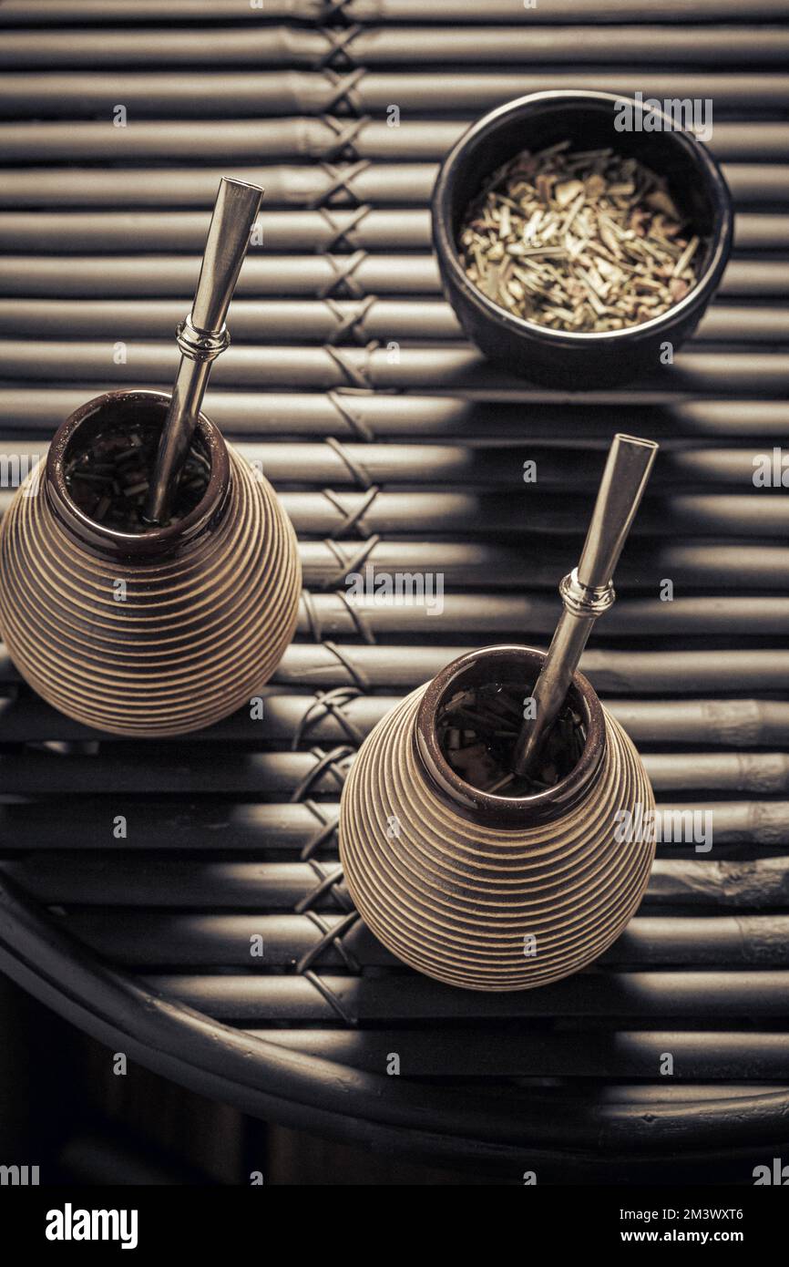 Energizing and aromatic yerba mate with bombilla and calabash. Yerba ...