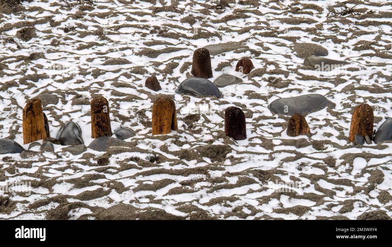 Beautiful beach with snow hi-res stock photography and images - Alamy