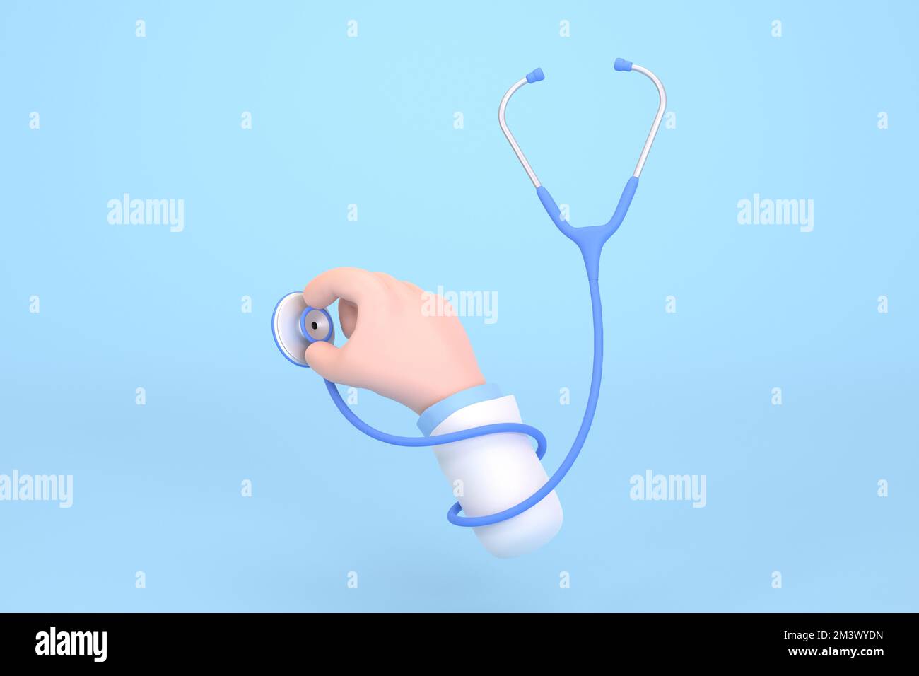3D. cartoon hand doctor holding a stethoscope. medical healthcare ...