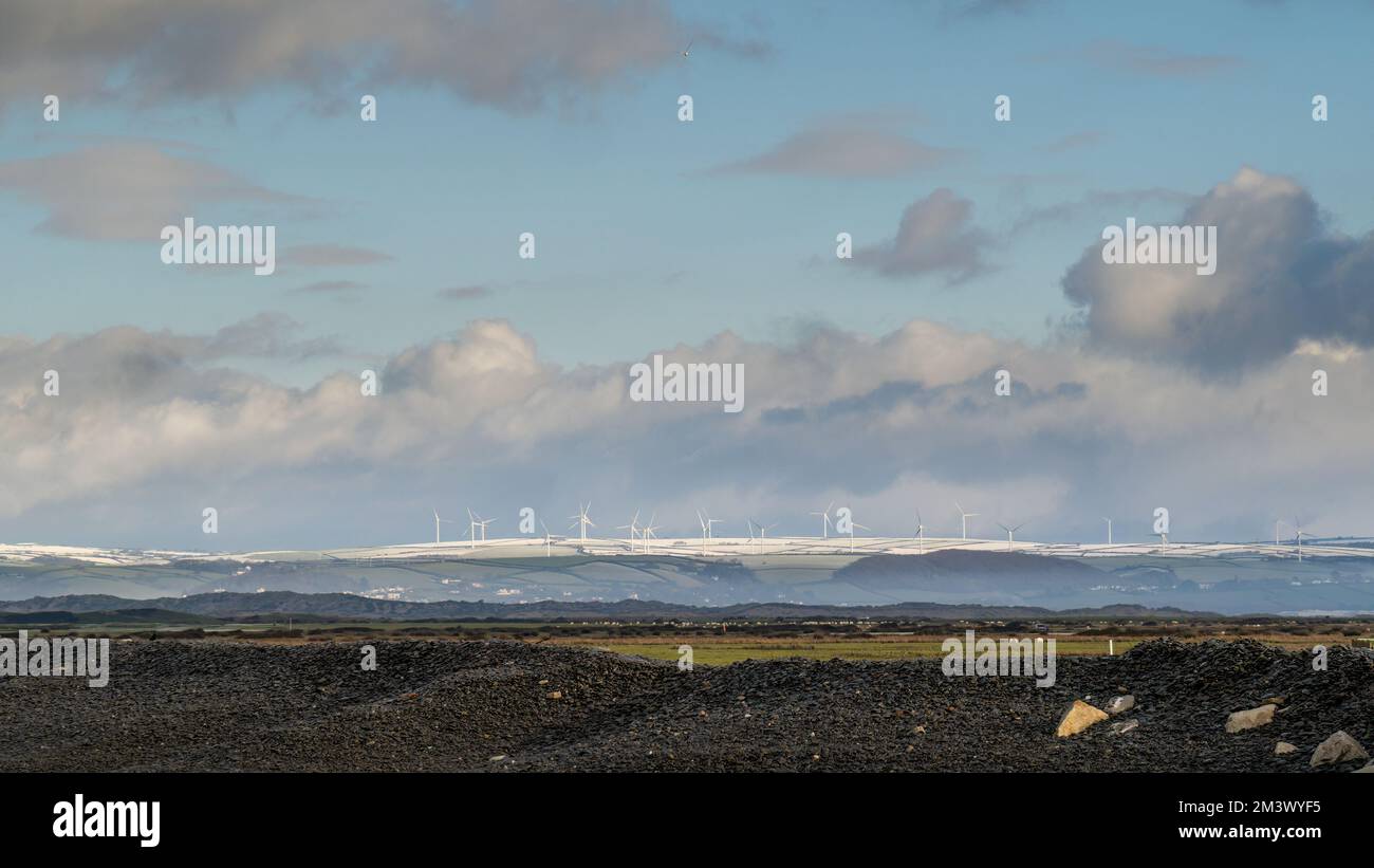 Winter windfarm landscape, North Devon, England Stock Photo - Alamy
