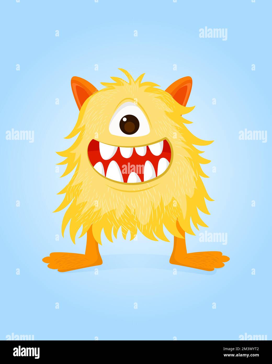 Vector illustration with cute yellow cartoon Monster Stock Vector Image ...