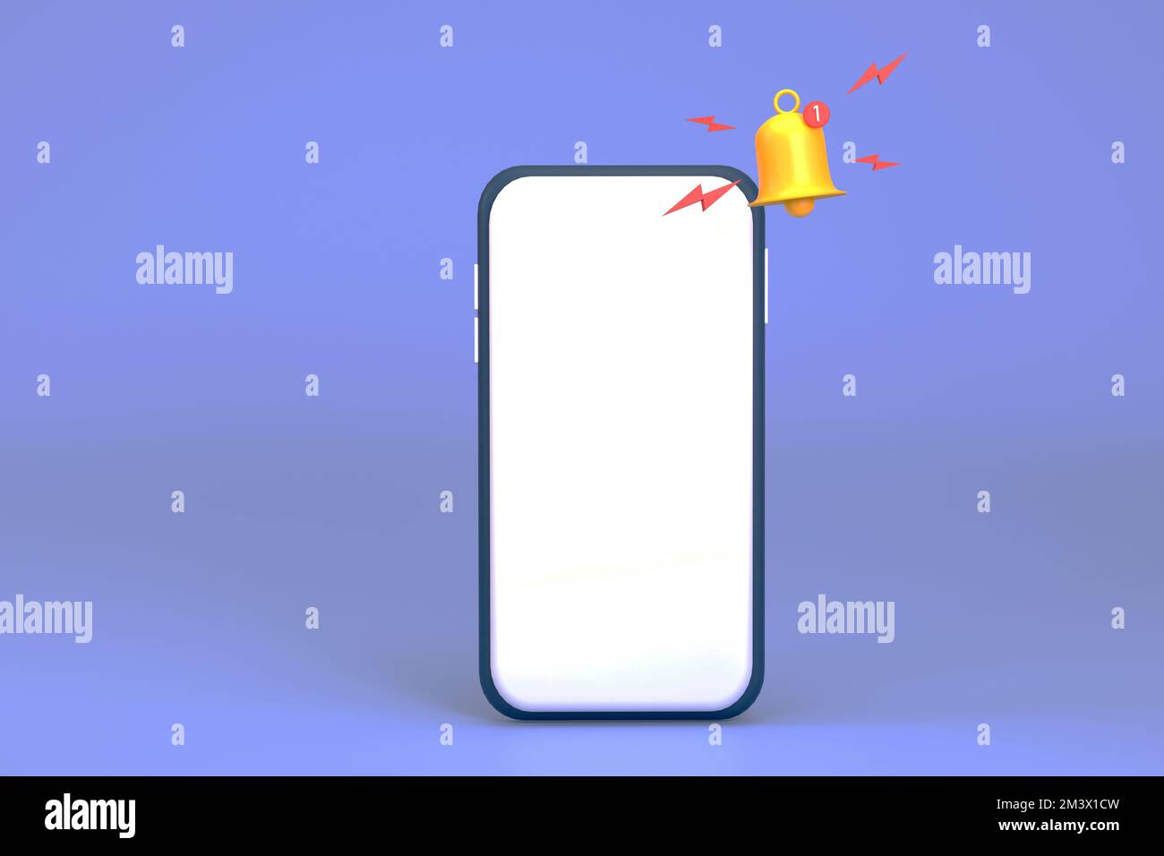 3D. Cartoon New notification on smartphon screen. notification bell ... 3D. Cartoon New notification on smartphon screen. notification bell ...