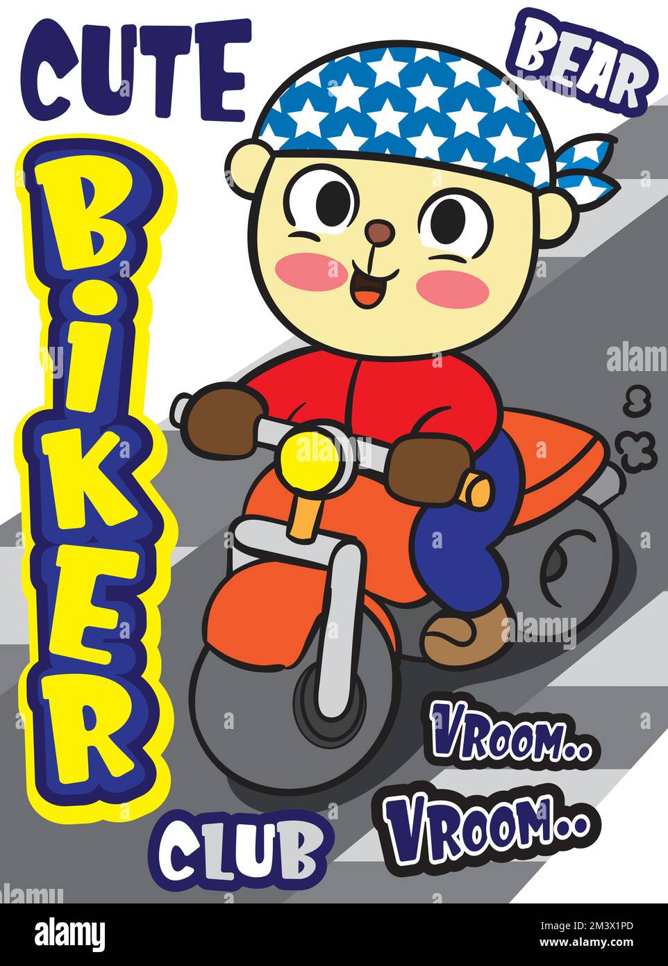 Cute bear biker cartoon for kids t shirt design Stock Vector Image ...