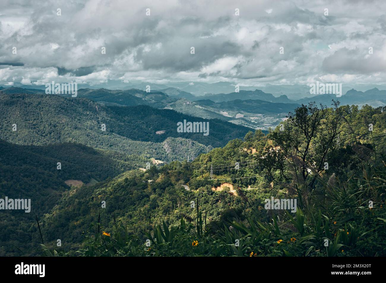 High mountain and blue sky background,Mae Hong Son province ,Thailand ...