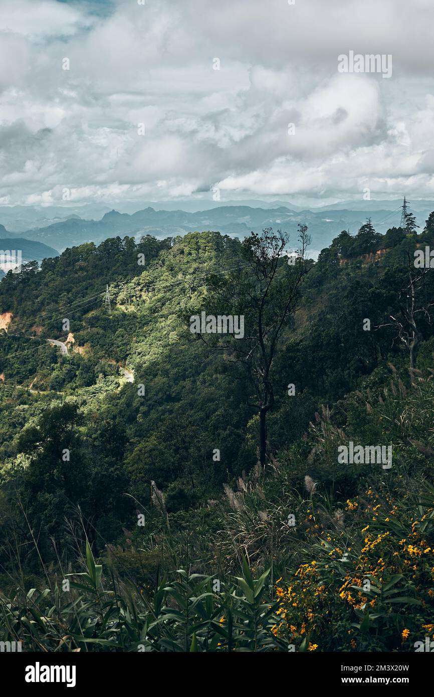 High mountain and blue sky background,Mae Hong Son province ,Thailand ...