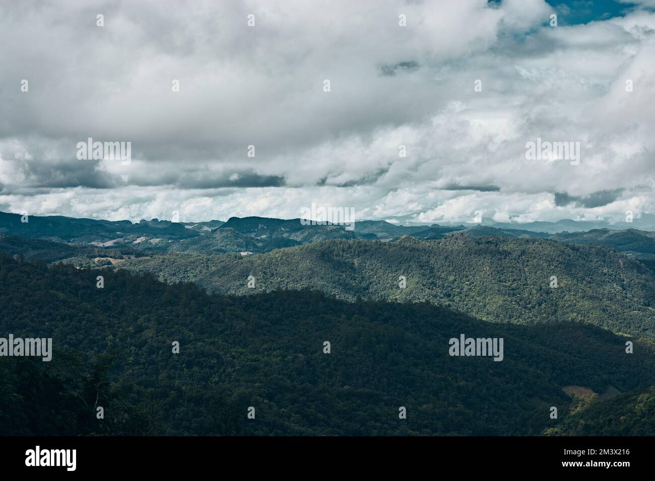 High mountain and blue sky background,Mae Hong Son province ,Thailand ...