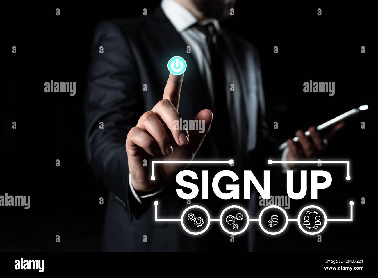 Text caption presenting Sign Up. Internet Concept use your information ...