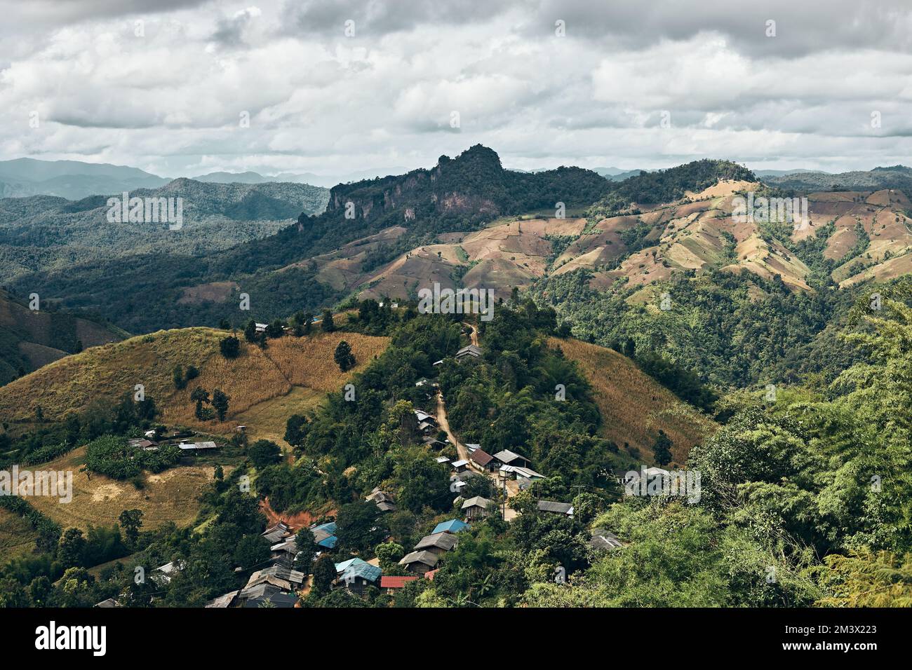 High mountain and blue sky background,Mae Hong Son province ,Thailand ...