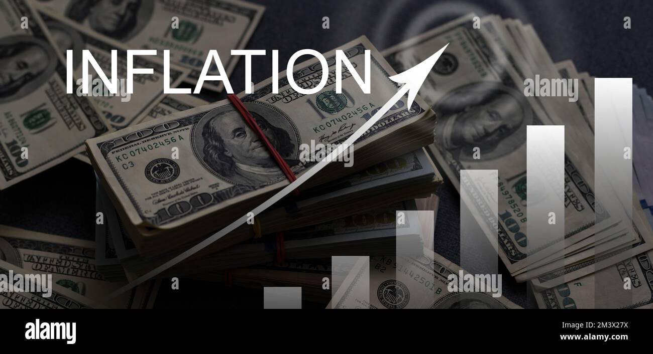 word inflation against background of graph chart of rising inflation ...