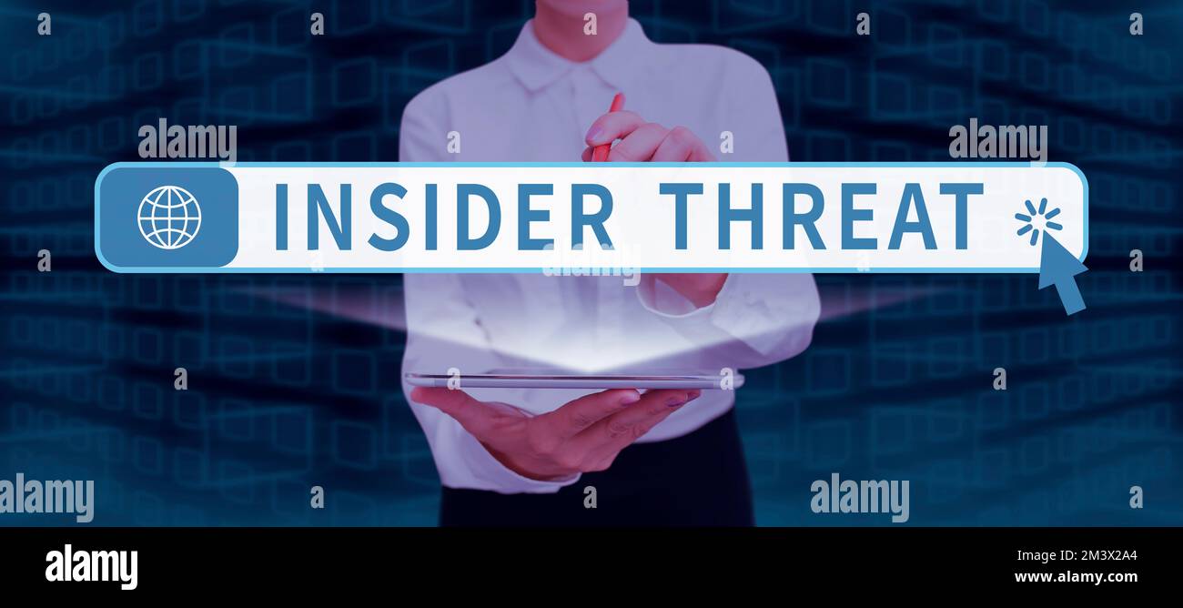 Text sign showing Insider Threat. Business approach security threat ...