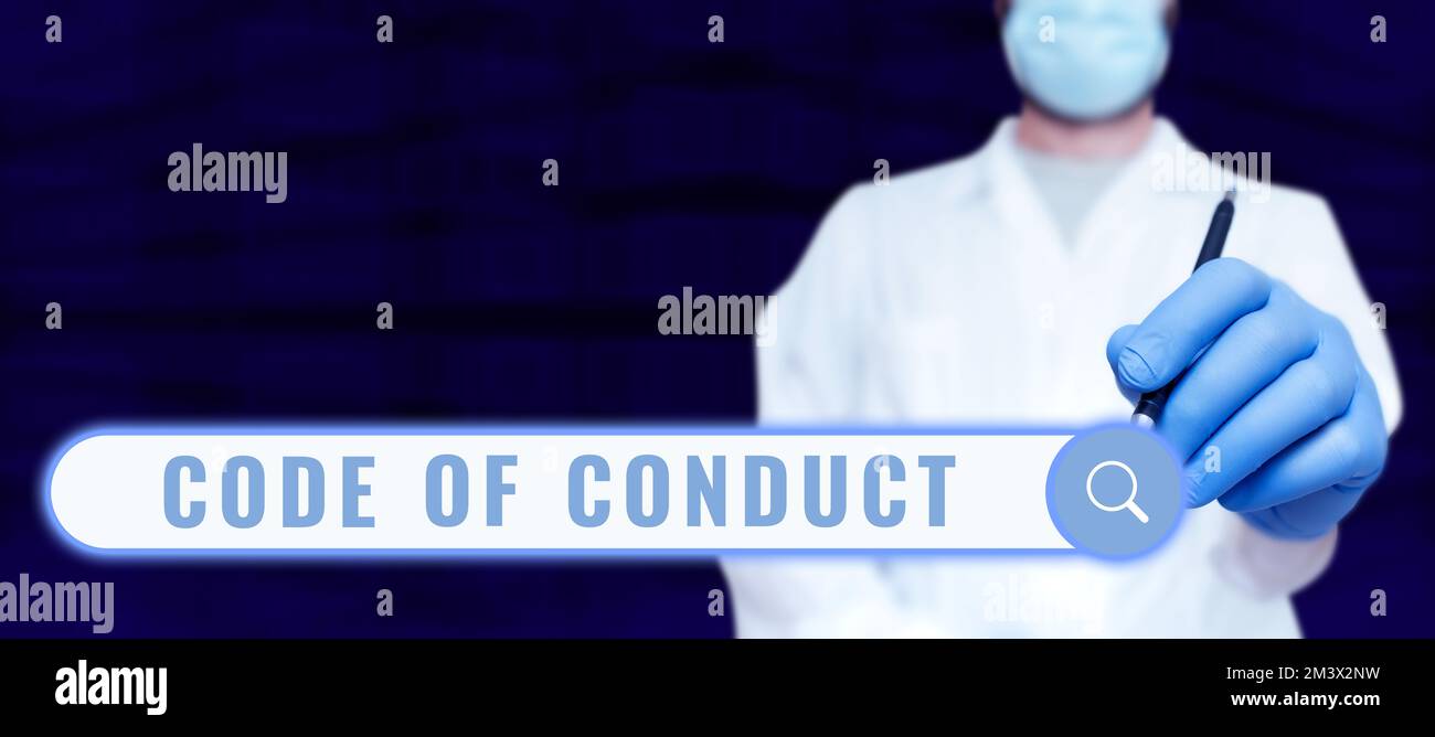 Text sign showing Code Of Conduct. Conceptual photo Ethics rules moral ...