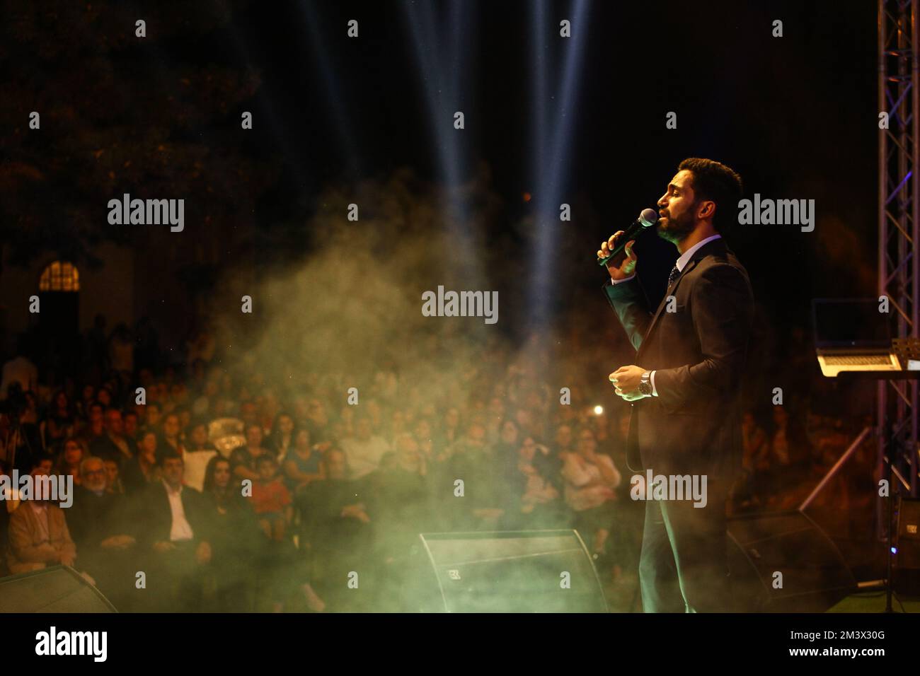 The singer Sevag Amroyan performing in Lebanon during the last meeting ...