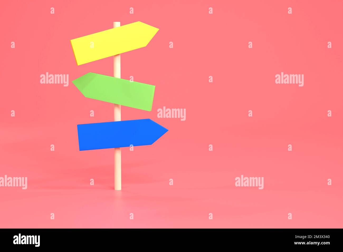 3d. Directions sign empty on pink background Stock Photo - Alamy