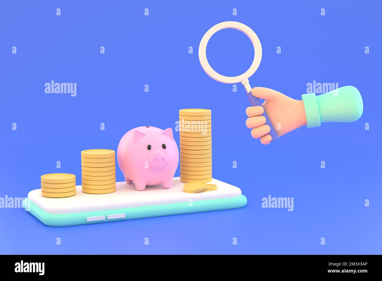 3d cartoon smartphone magnifying glass hi-res stock photography and ...