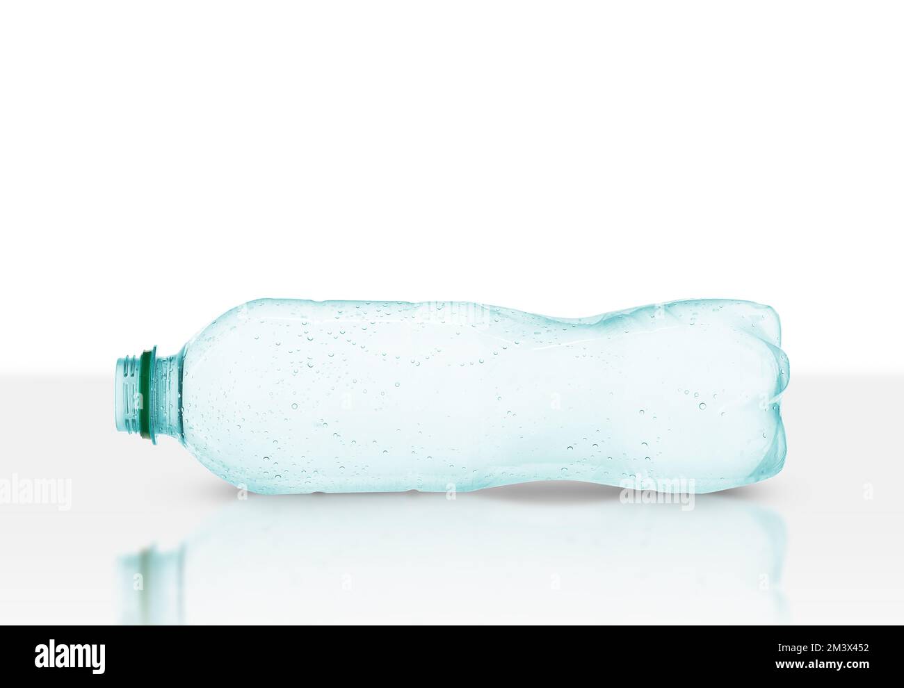empty plastic water bottle horizontally isolated on white background ...