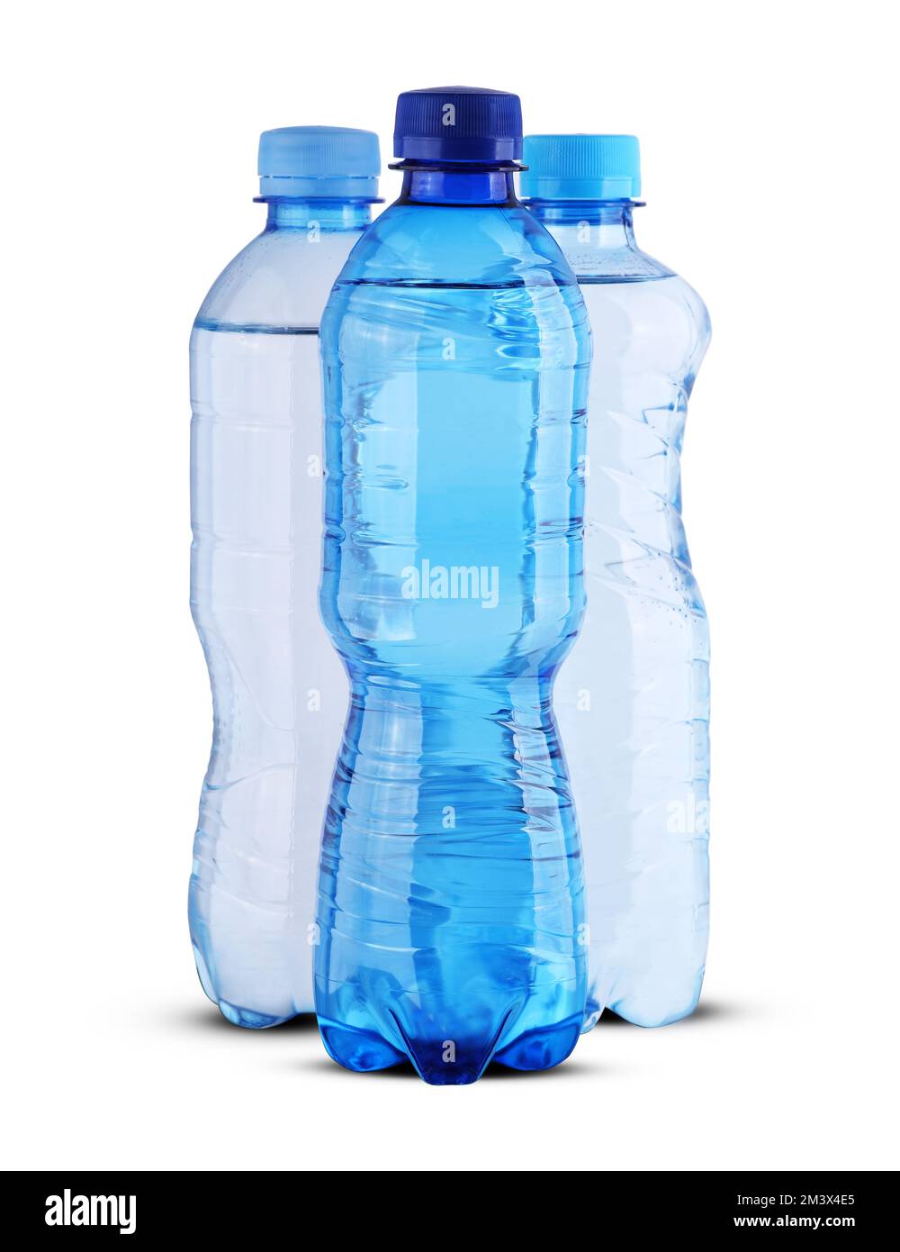 three small bottles of mineral water on a white background Stock Photo ...
