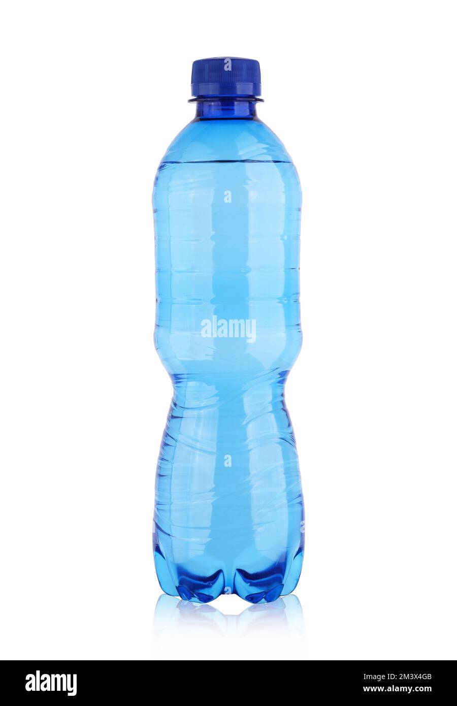 blue small bottle with mineral water isolated on white background Stock ...