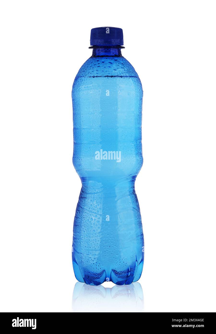 blue small bottle with mineral water isolated on white background Stock ...