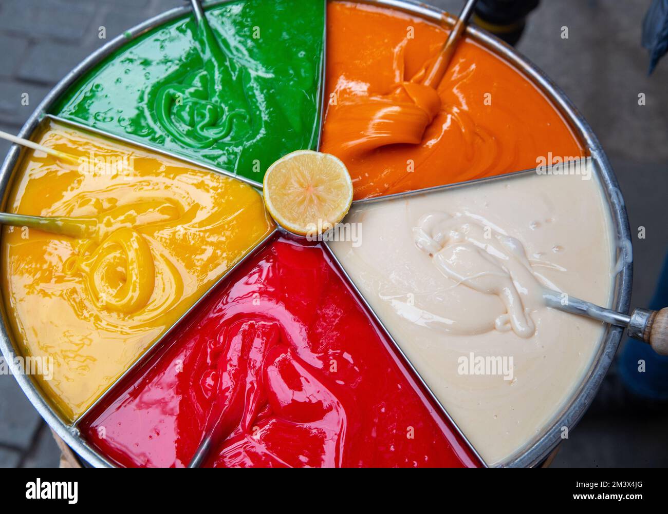 Some sweet but not ice-cream on Istanbul street of different bright ...