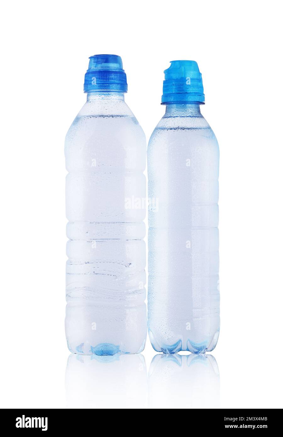 two plastic bottles with mineral water on white background Stock Photo - Alamy