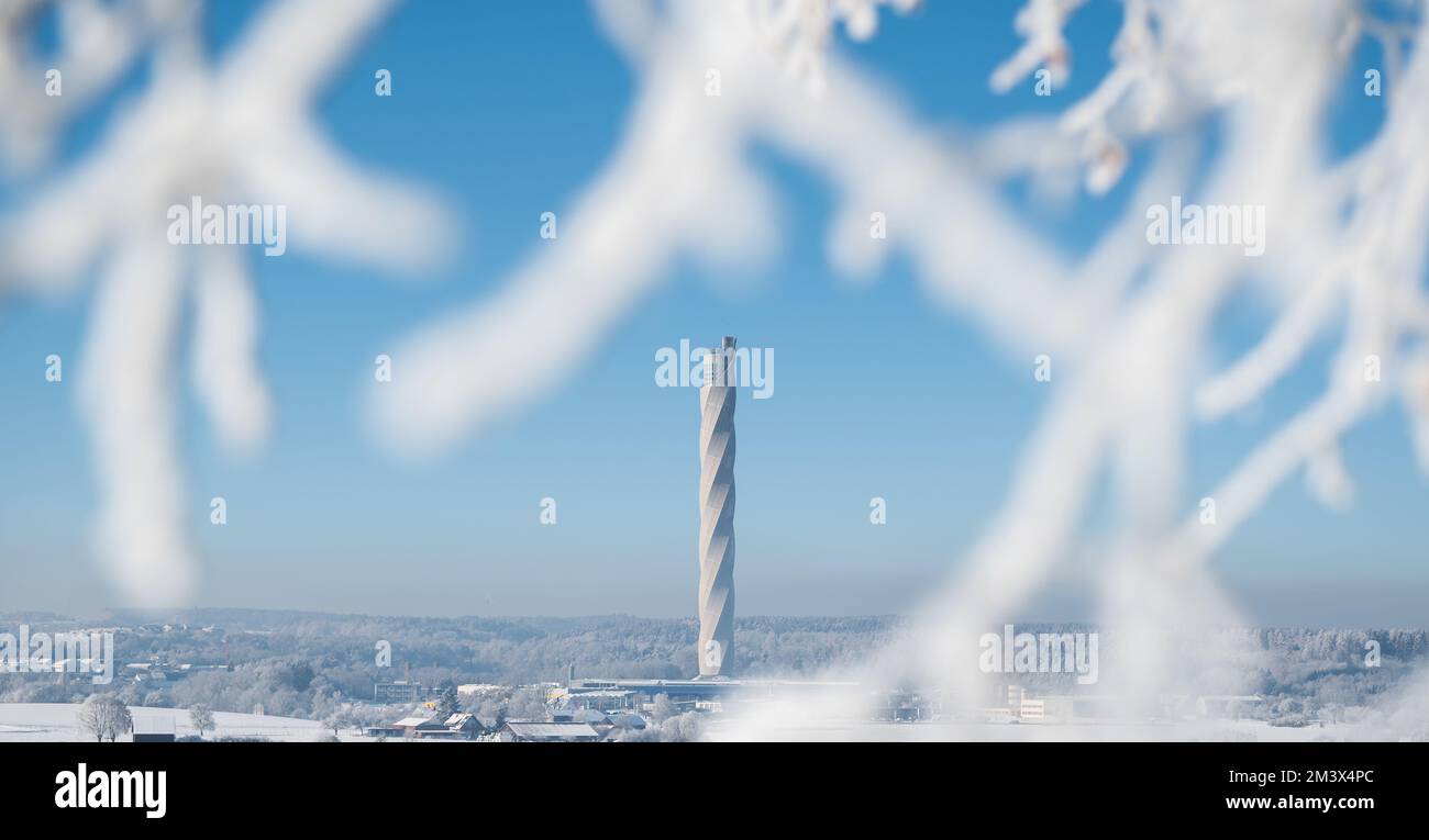 Rottweil, Germany. 17th Dec, 2022. The TK-Elevator test tower can be ...