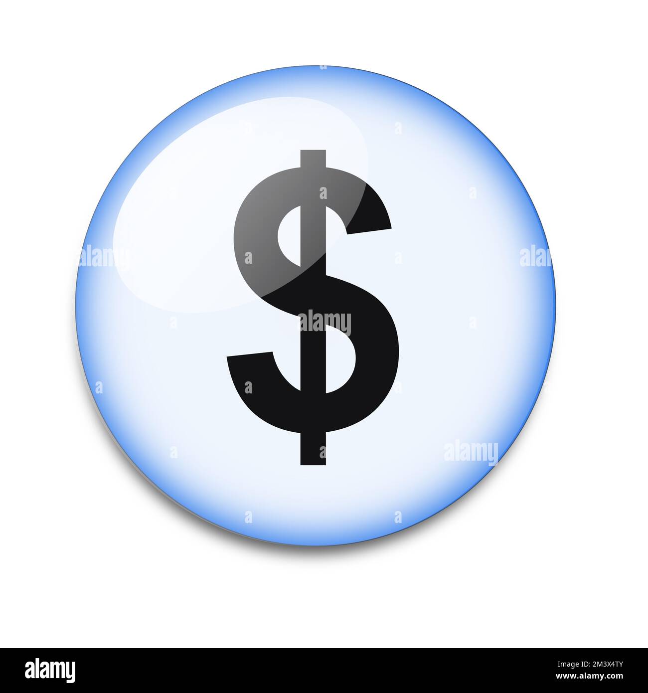 blue dollar button over white background Stock Photo - Alamy
