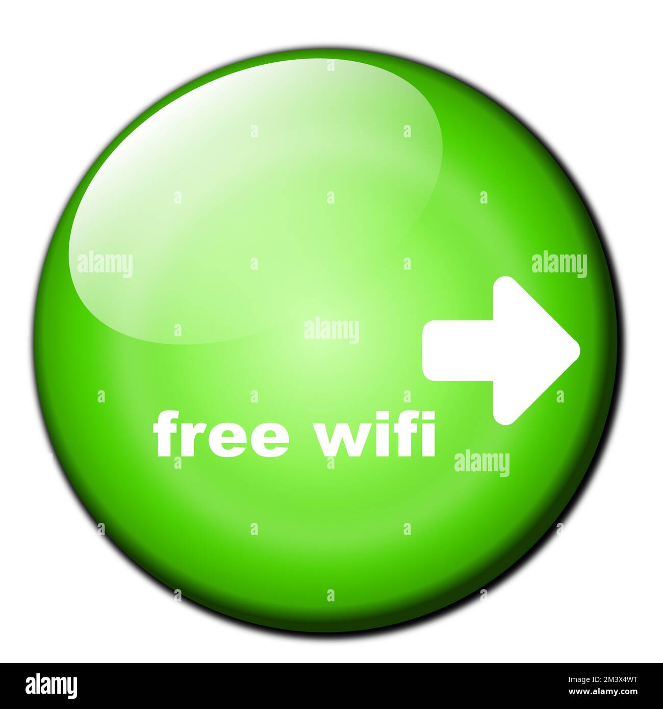 green free wifi button on white background Stock Photo - Alamy
