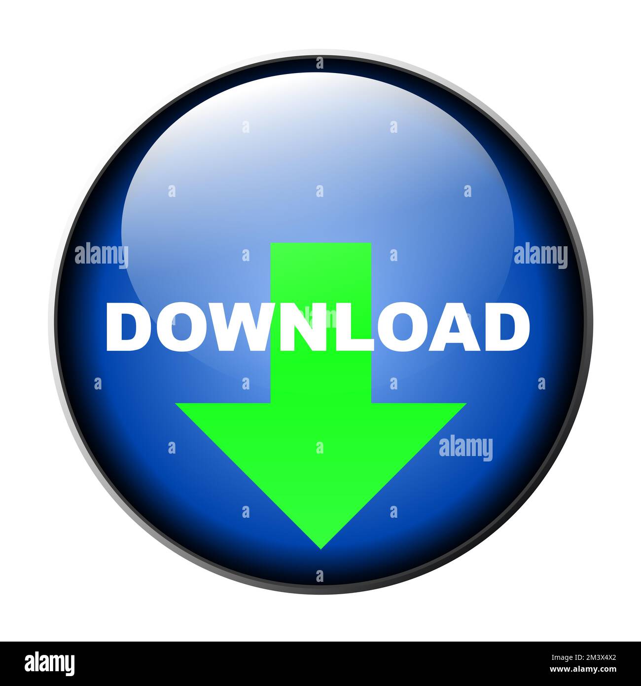 blue download button on a white background Stock Photo - Alamy
