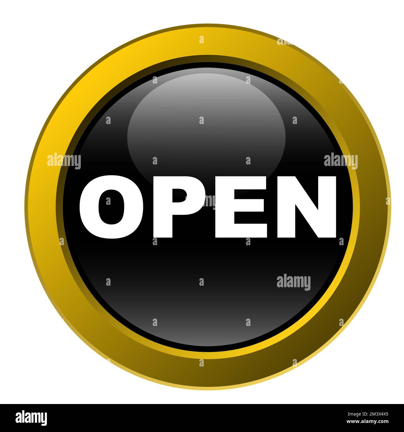black button with the white word open on a white background Stock Photo ...