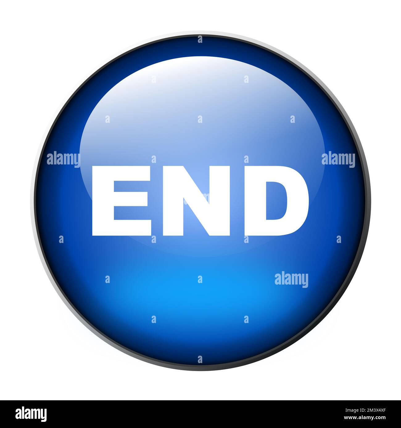 blue end button over white background Stock Photo - Alamy