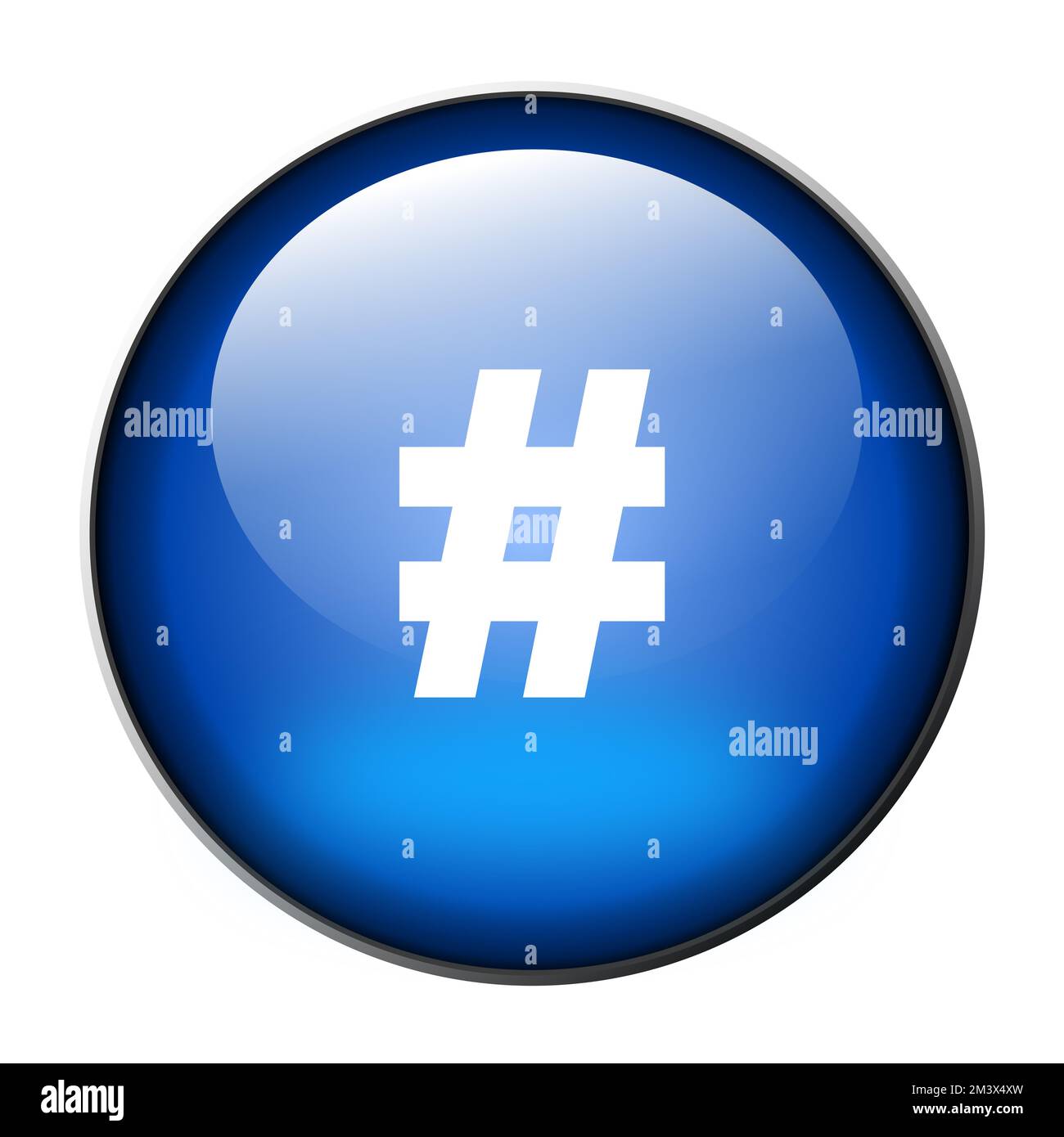 blue hash button on a white background Stock Photo - Alamy