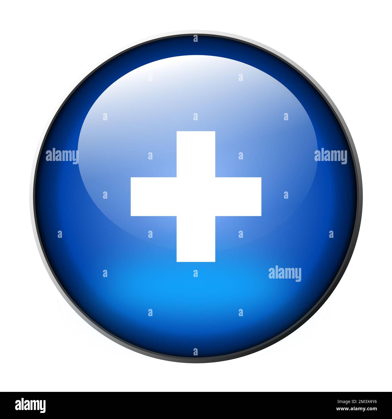 blue button with plus on white background Stock Photo - Alamy