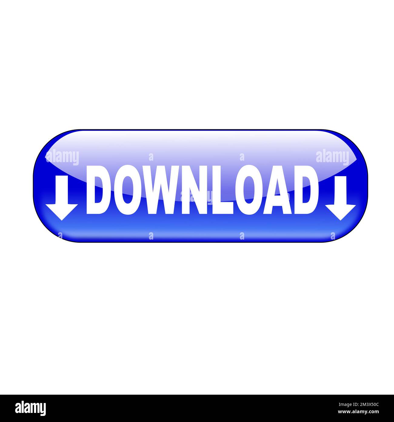 blue download button on the white background Stock Photo - Alamy