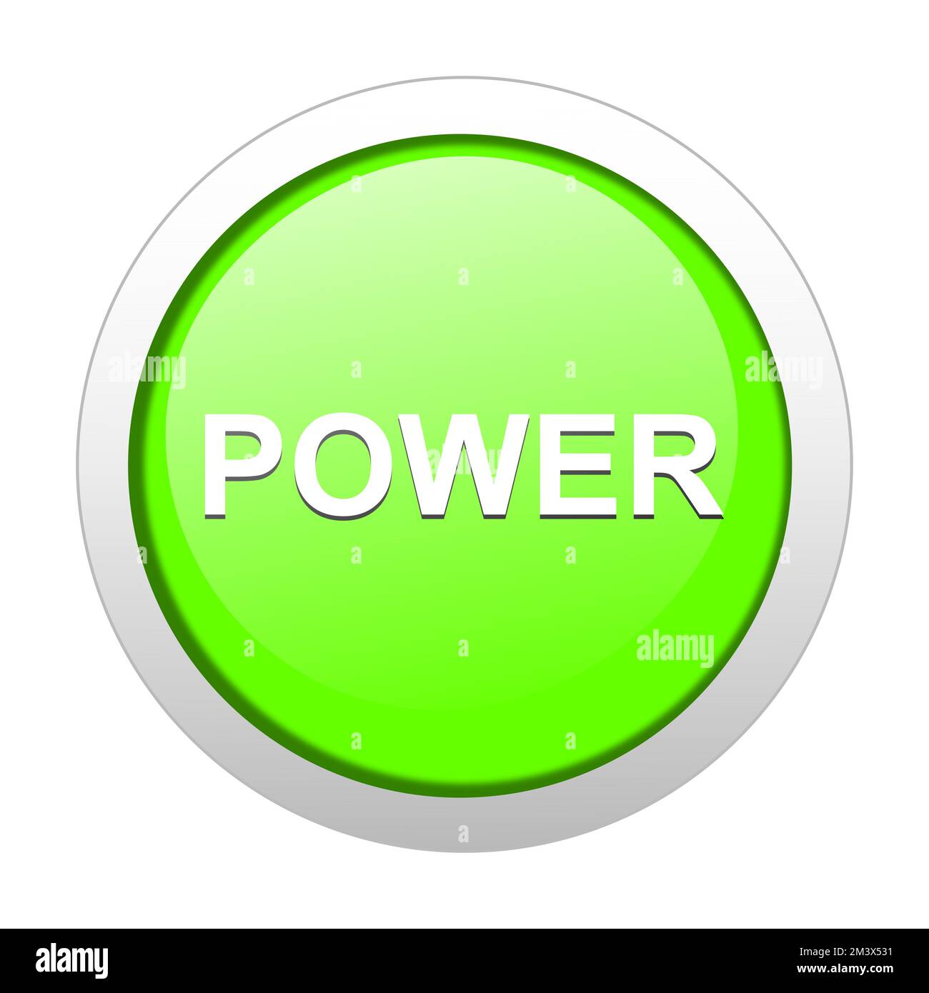 green power button on white background Stock Photo - Alamy