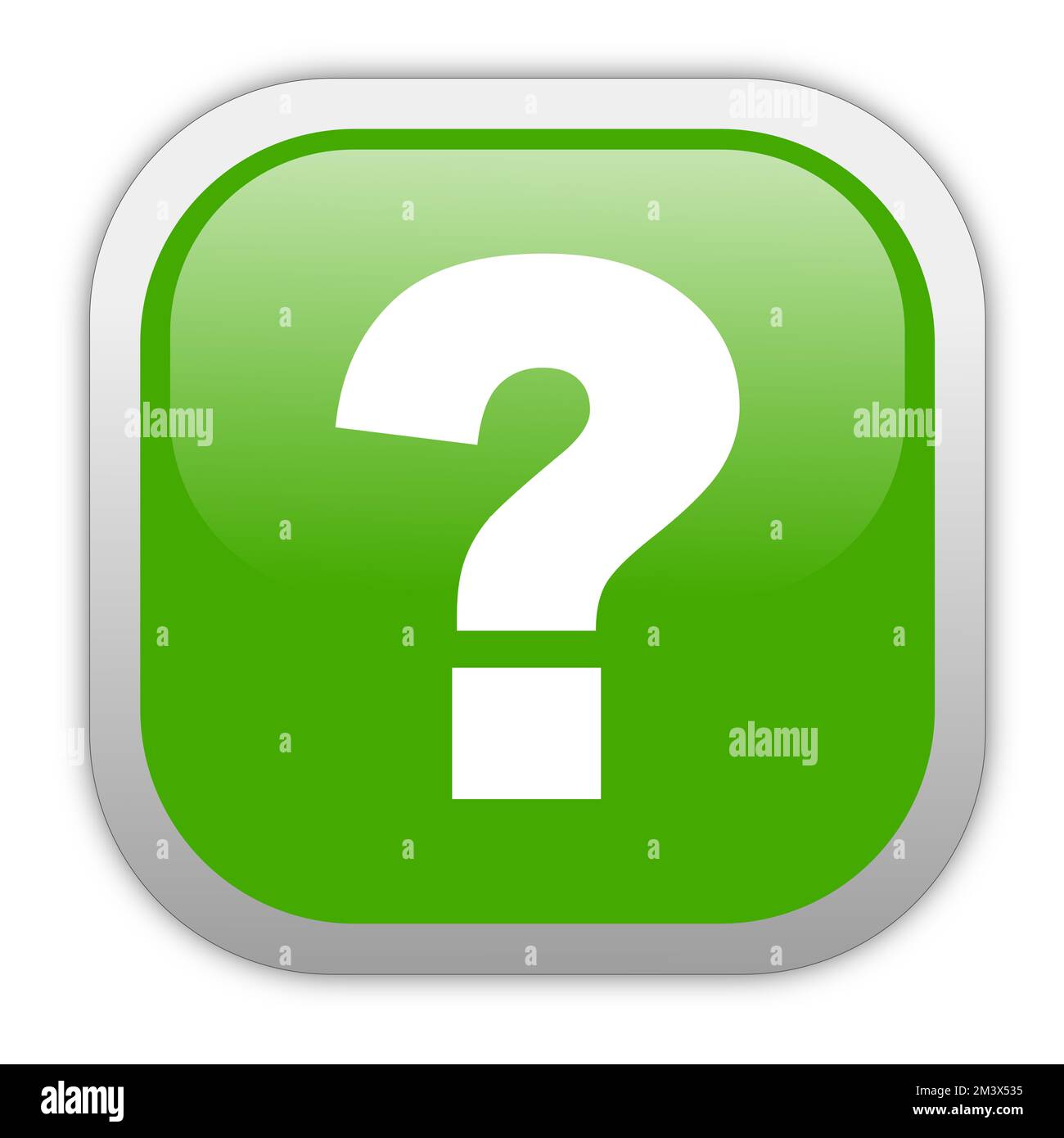 green button with question mark on white background Stock Photo - Alamy