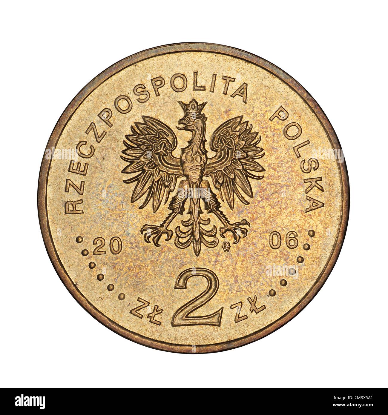 commemorative coin history of the Polish currency on a white background ...