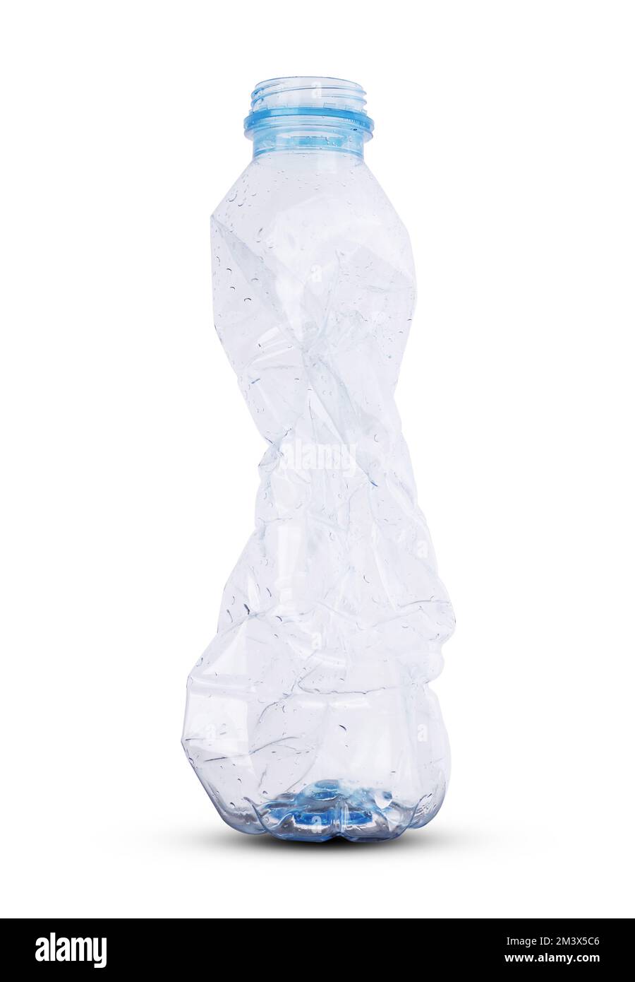 crumpled small plastic water bottle on white background Stock Photo - Alamy