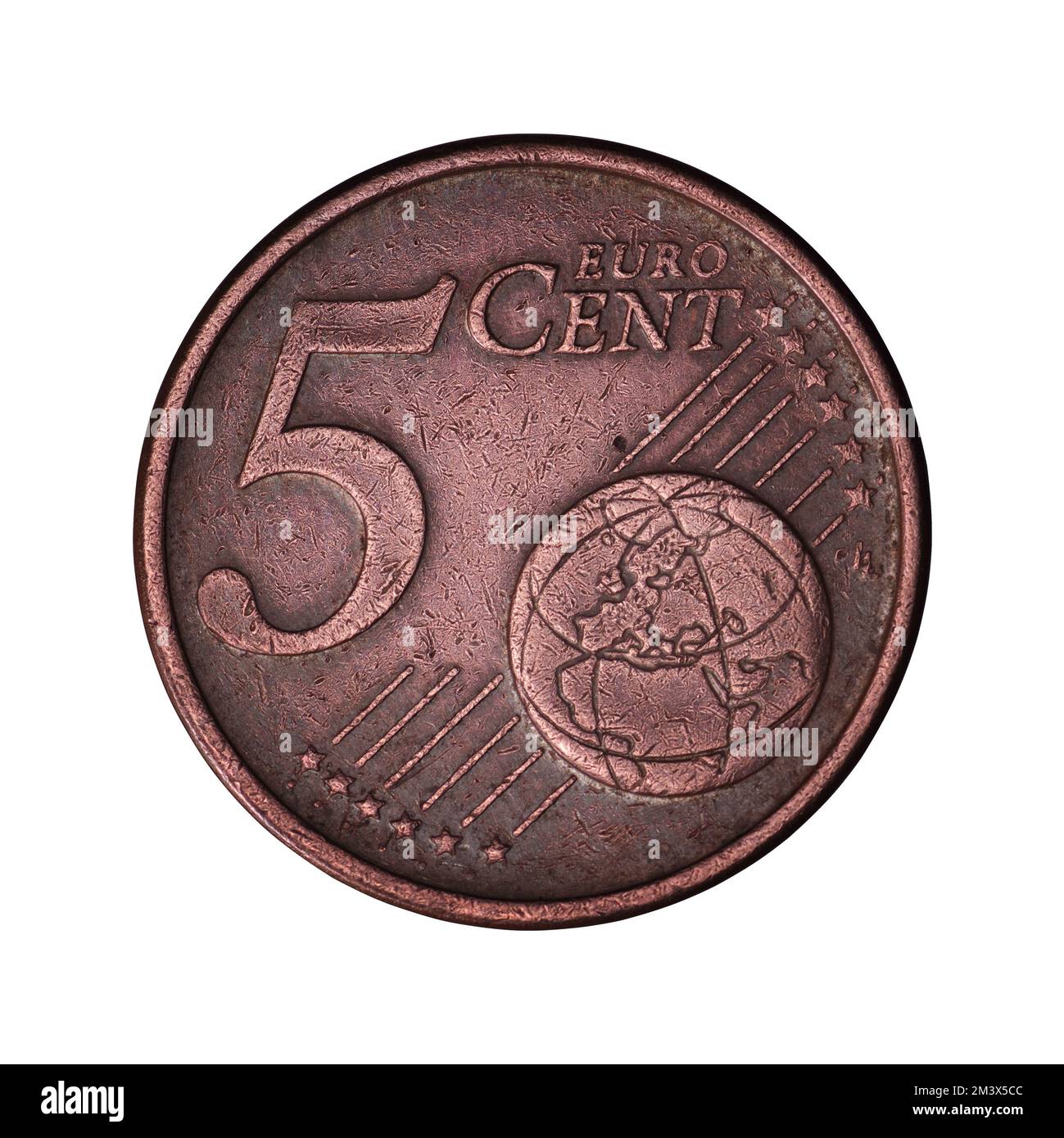 five euro cent on a white background Stock Photo - Alamy